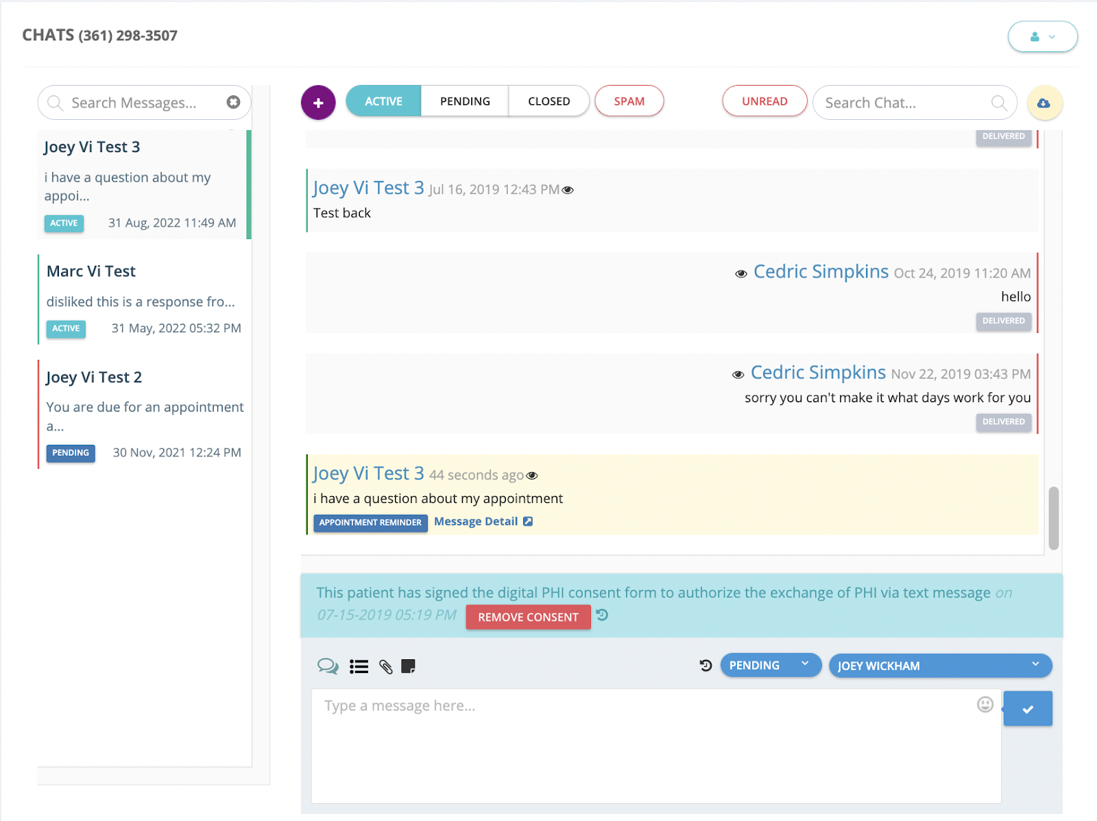 Automated Message Responses to Patient Chat Feature