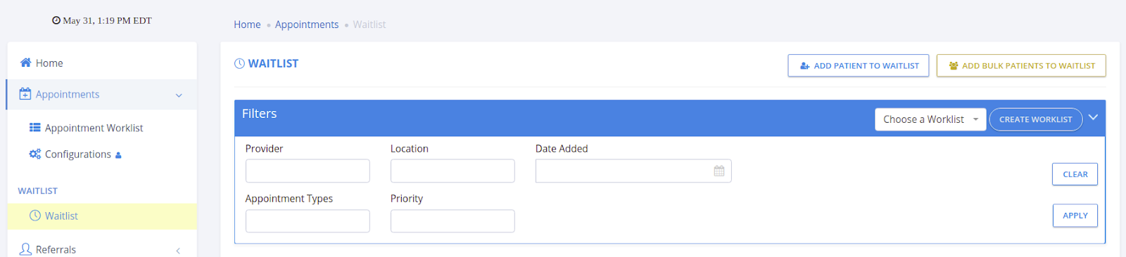 Patient Waitlist Bulk Upload
